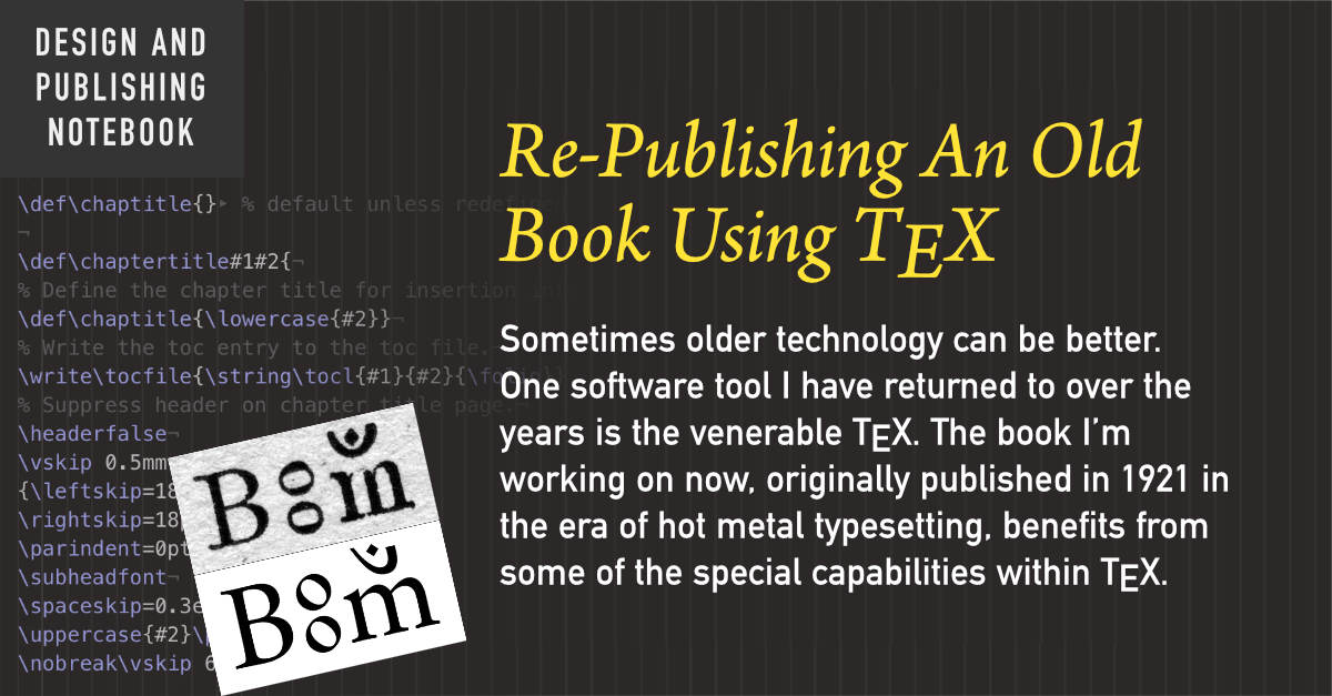 Re-Publishing an Old Book using TEX